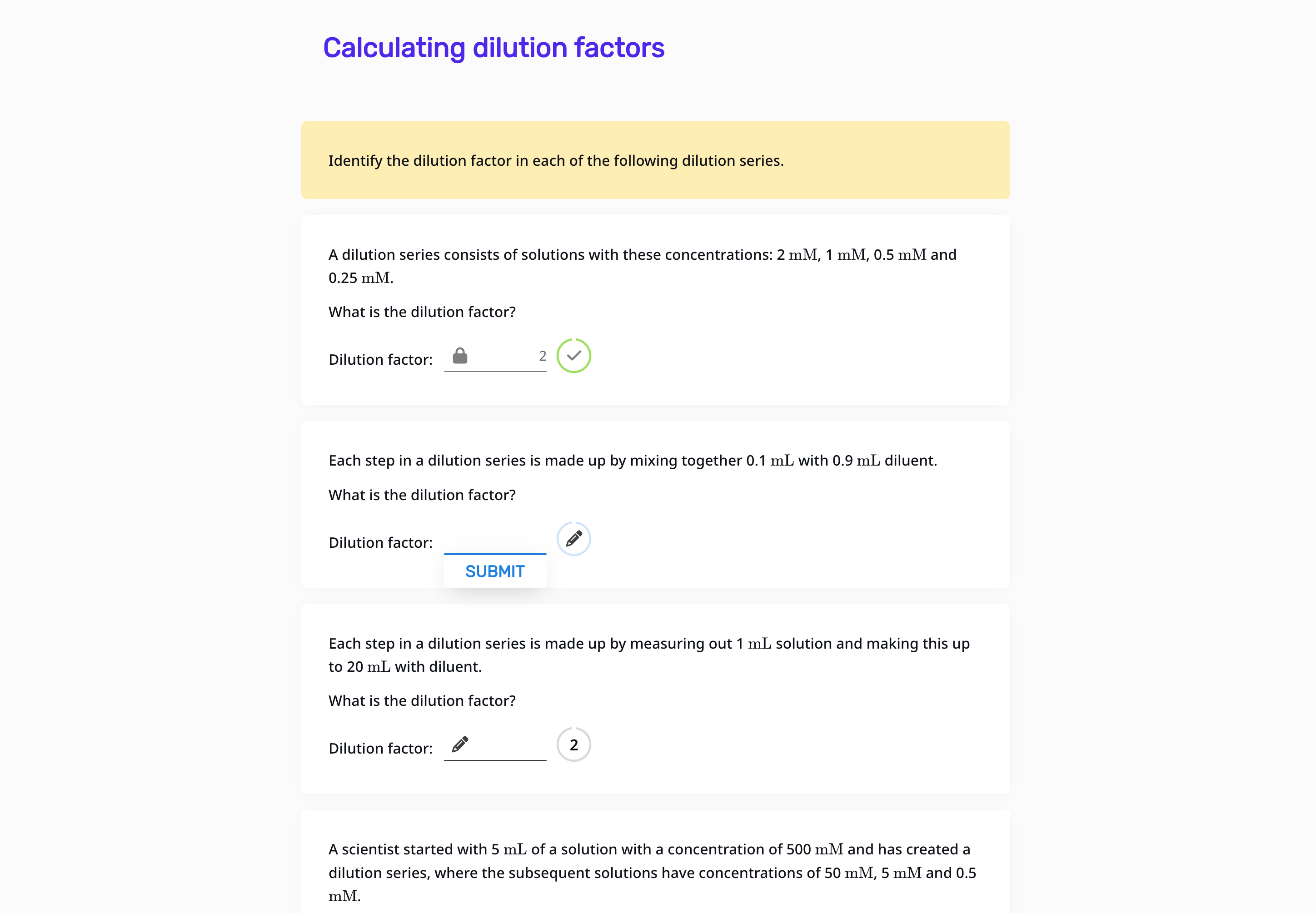 LearnSci Smart Worksheet: Serial Dilutions